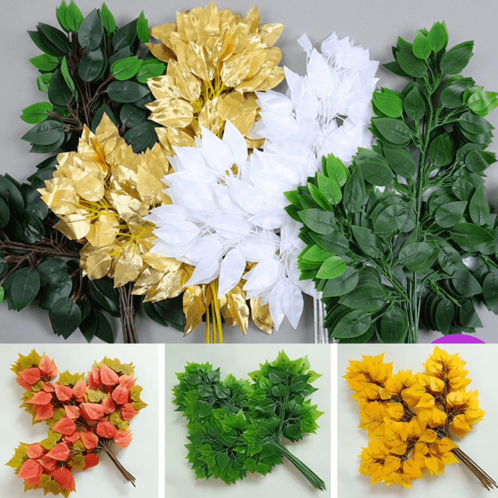 Artificial Decorative Ficus Leaf Branch Set Of 12 Pieces - Shadi Decor ...