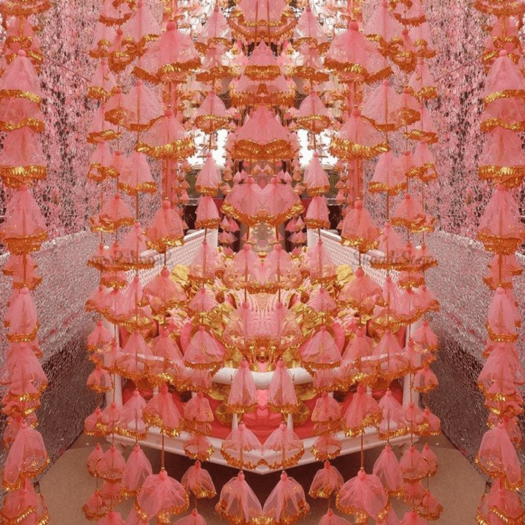 Net Decorative Hanging Color (Baby Pink) Height 4 Feet Set Of 10 Pieces ...