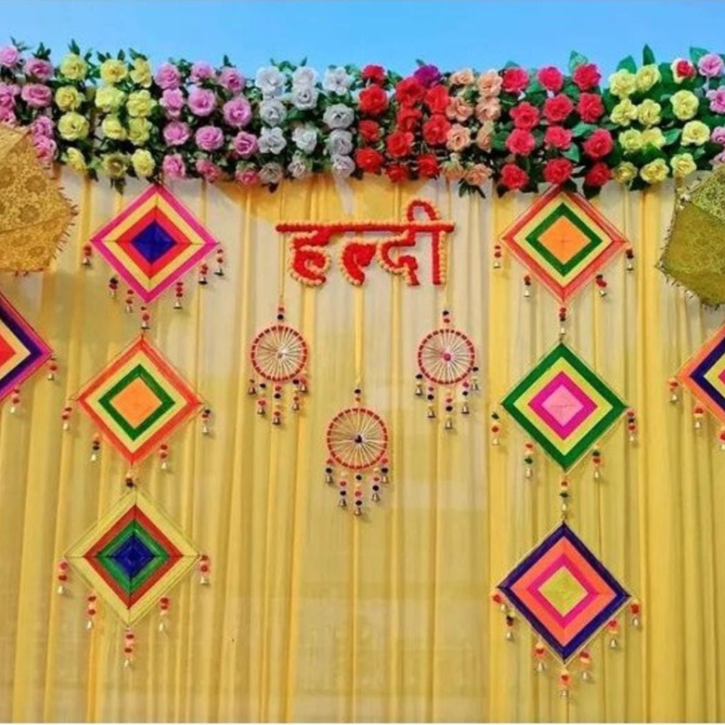 Complete Backdrop Setup for Haldi Ceremony Decoration - Shadi Decor Concept