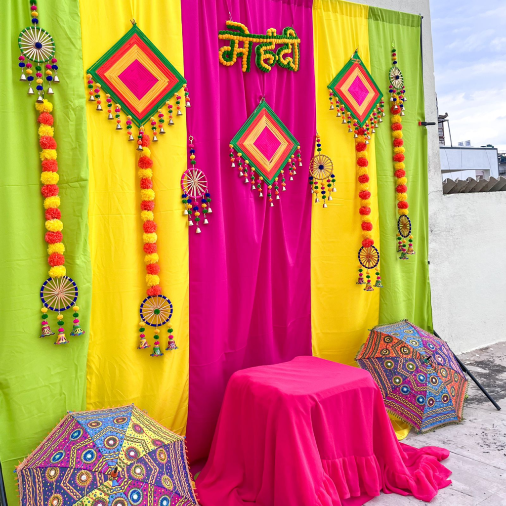 Mehandi Ceremony Decoration Backdrop Setup Kit - Shadi Decor Concept